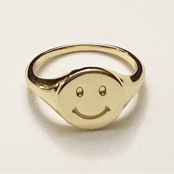 Gorjana | Jewelry | Gorjana 8k Gold Plated Brass Smiley Happy Face Ring ...